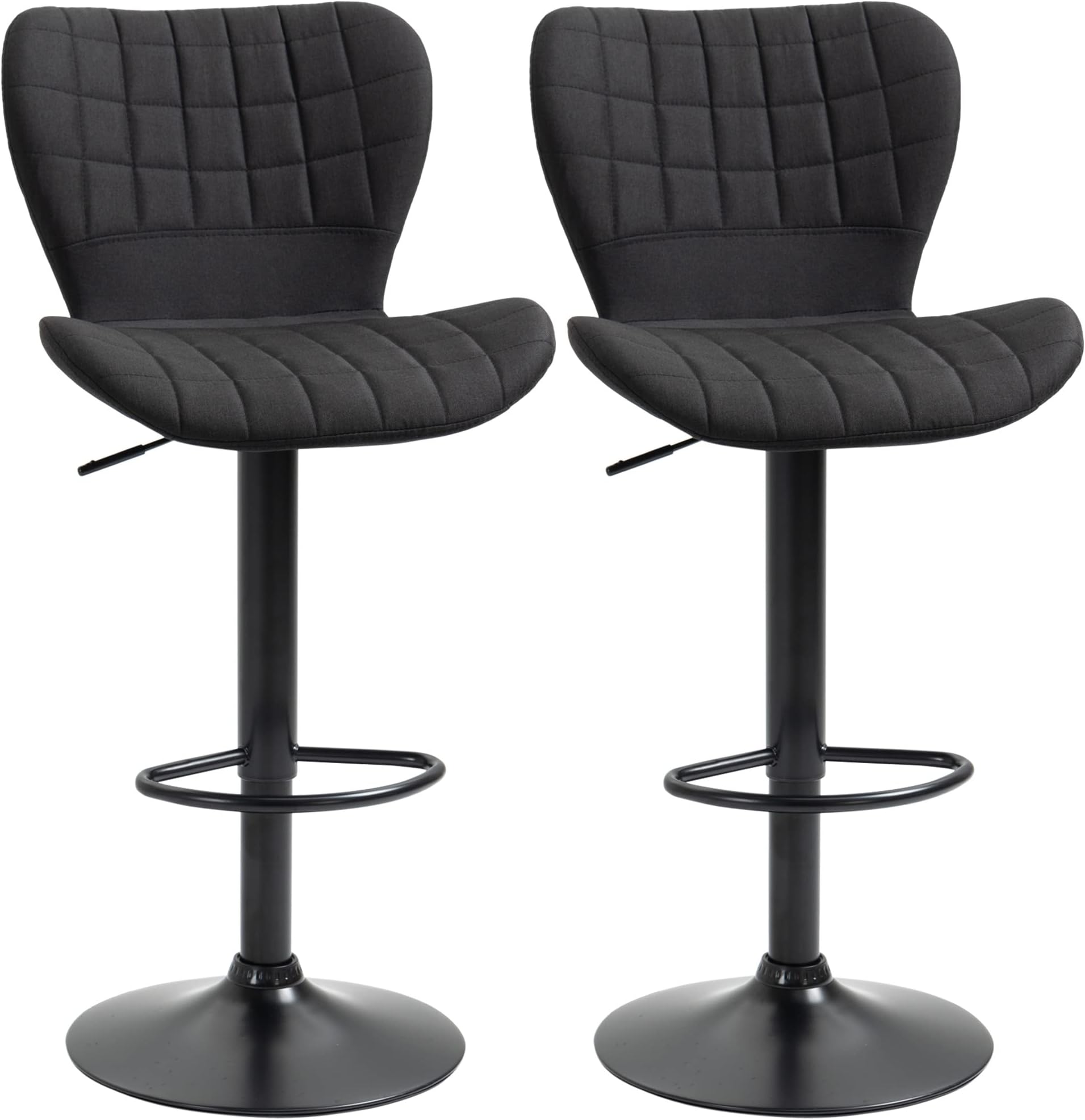 HOMCOM Bar Stools Set of 2, Adjustable Height Swivel Bar Chairs, Linen ...