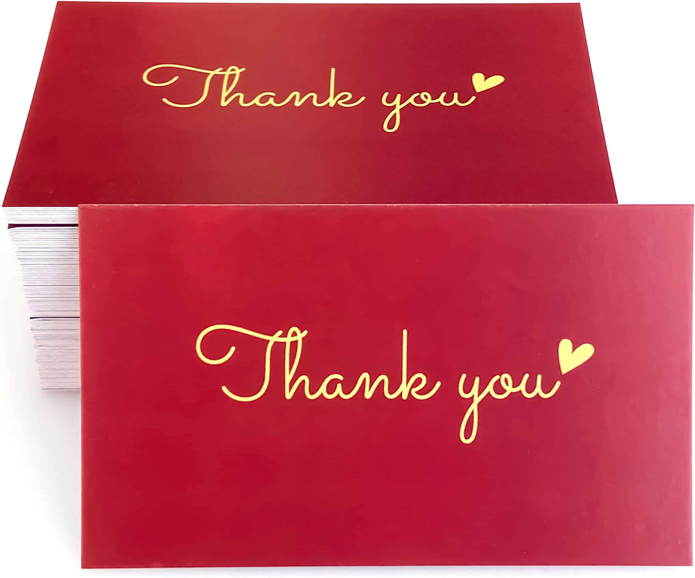 Amazon.com : RXBC2011 100 Little Thank You Cards Gold Heart Design Bulk ...