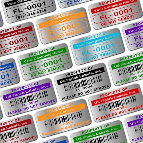 Custom Asset Tags - Asset Labels with Sequential Numbers - 1.2” x 0.7 ...