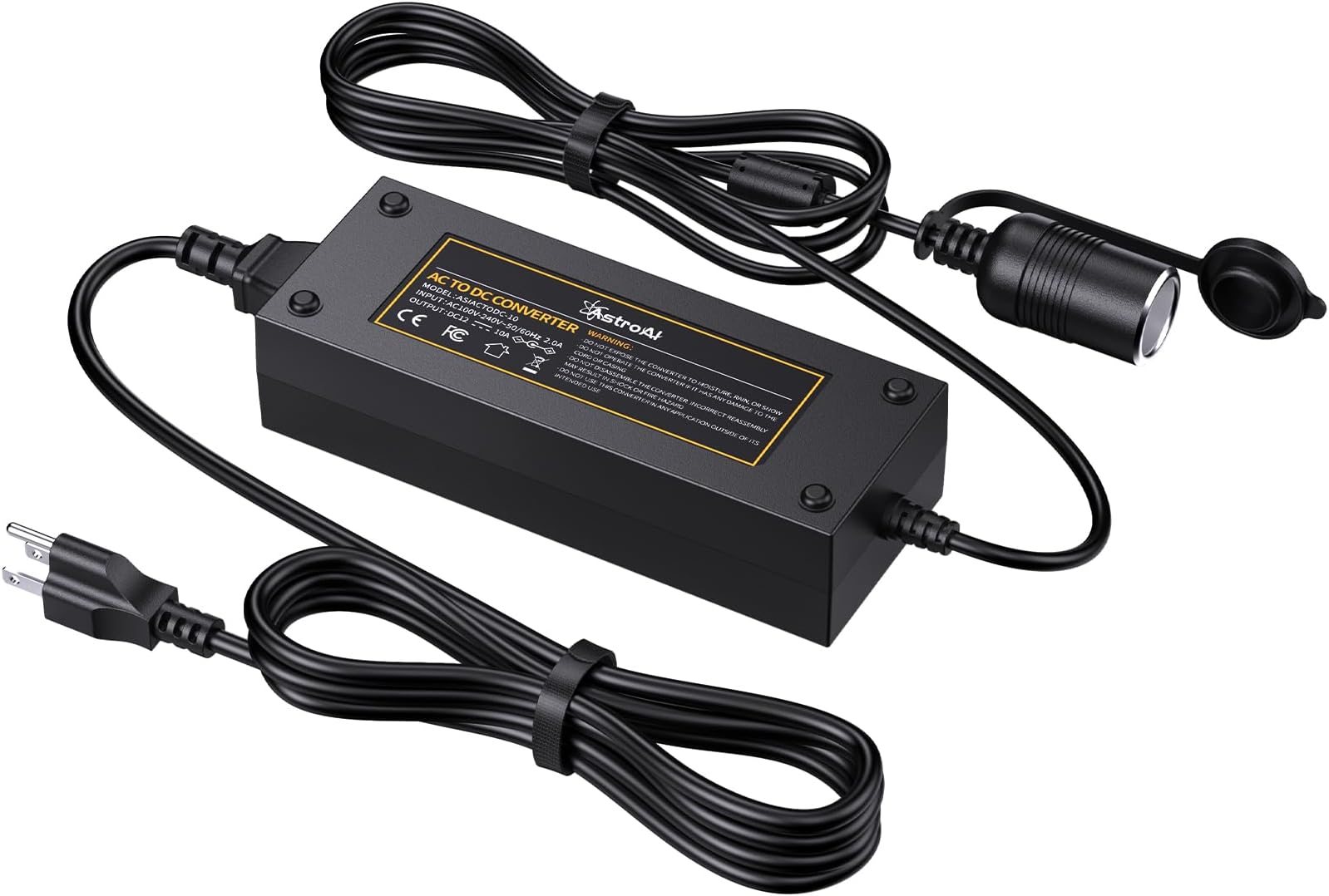 AstroAI AC to DC Converter, 10A/120W/7.78FT Car Cigarette Lighter ...