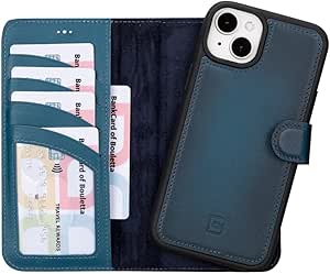 BOULETTA for iPhone 15 Plus Case Magsafe Compatible Full Grain Leather, Magnetic Detachable ...