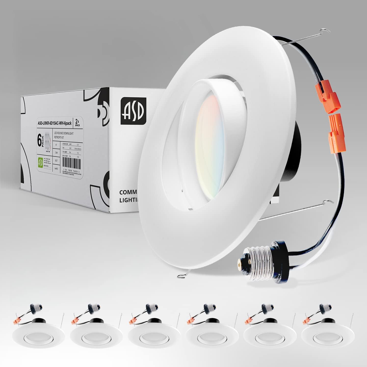 ASD Gimbal Retrofit, Can Lights 6 inch LED, 5CCT 2700/3000/3500/4000 ...