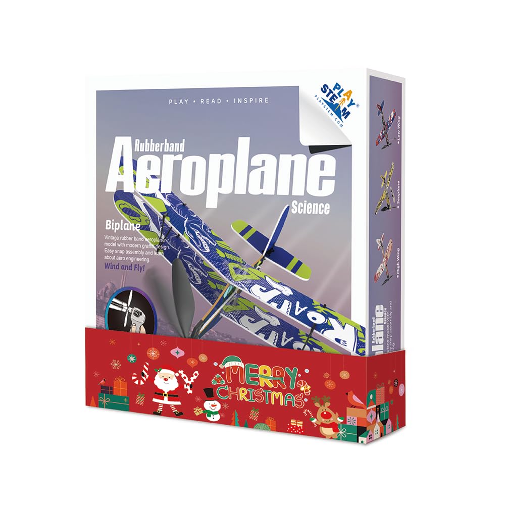 PLAYSTEM Rubber Band Aeroplane Biplane STEM Kit : Amazon.co.uk ...
