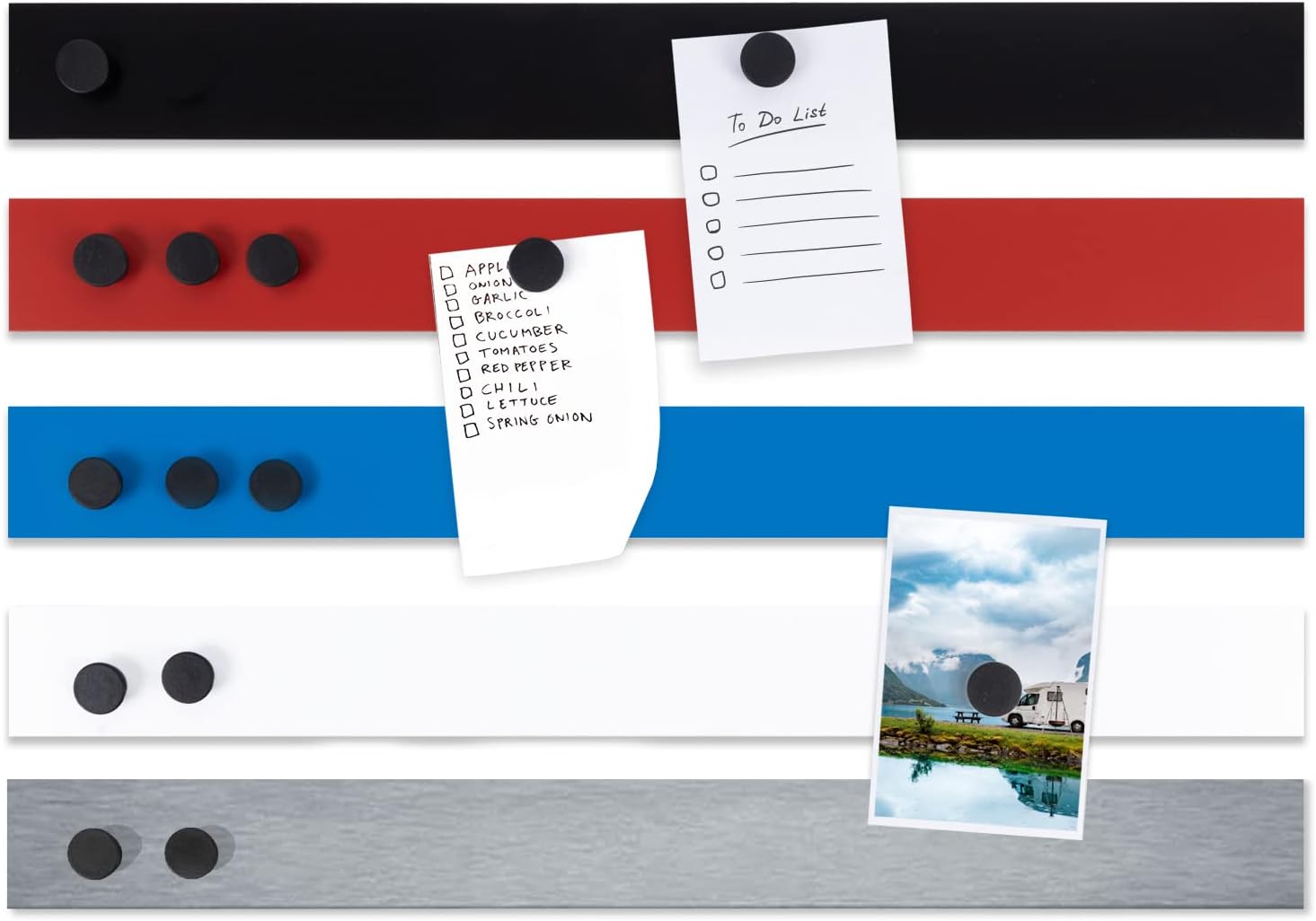 Master of Boards Magnetstribe selvklæbende sæt af 4 50 cm længde, sort ...