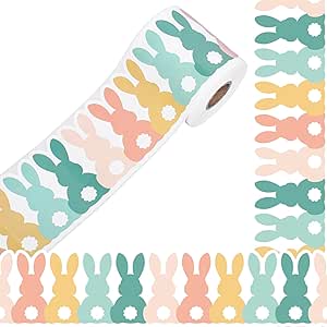 Amazon.com: FYSUIMU 65.6 Ft Boho Easter Bunny Bulletin Board Border ...