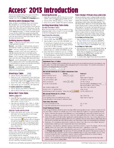 By Beezix Inc. Microsoft Access 2013 Introduction Quick Reference Guide (Cheat Sheet of ...