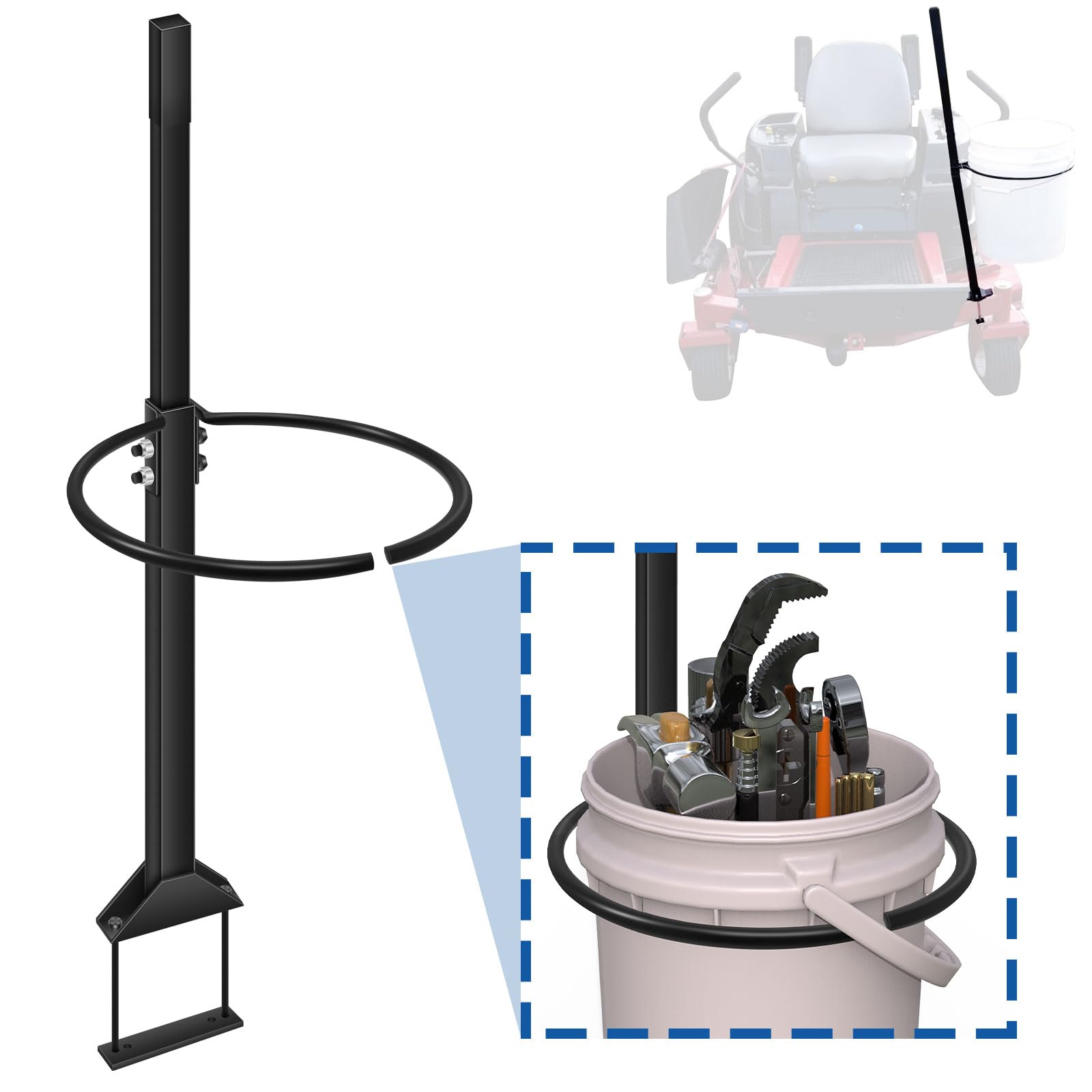 Amazon.com: Fennoral 5 Gallon Trash Bucket Bracket & Zero Turn Mower ...
