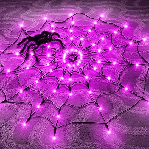 Amazon.com: Halloween Decorations Spider Web Lights,3.3Ft Spider Web ...