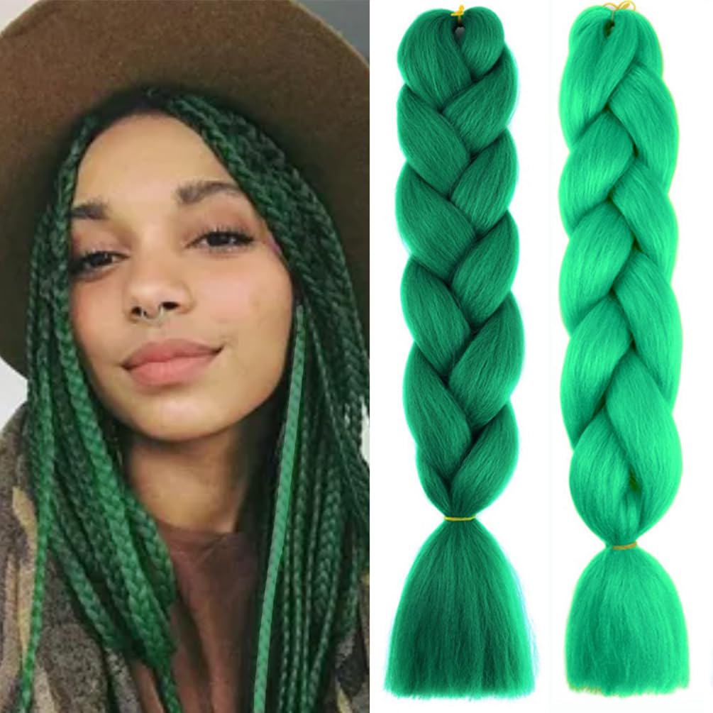 Amazon.com : Green Cyan Jumbo Braiding Hair Extensions for Women Girls ...