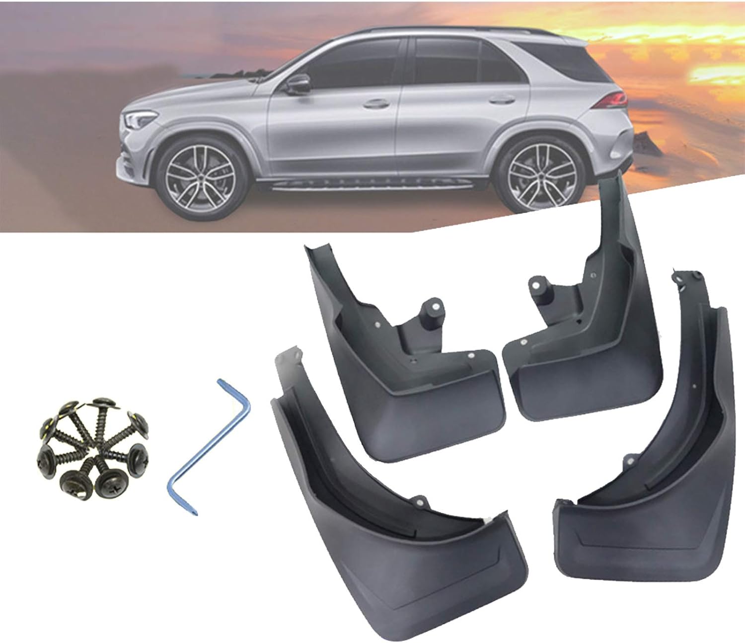 4pcs Front & Rear Mud Flaps Mudguard for Mercedes-Benz GLE 350 320 400 ...