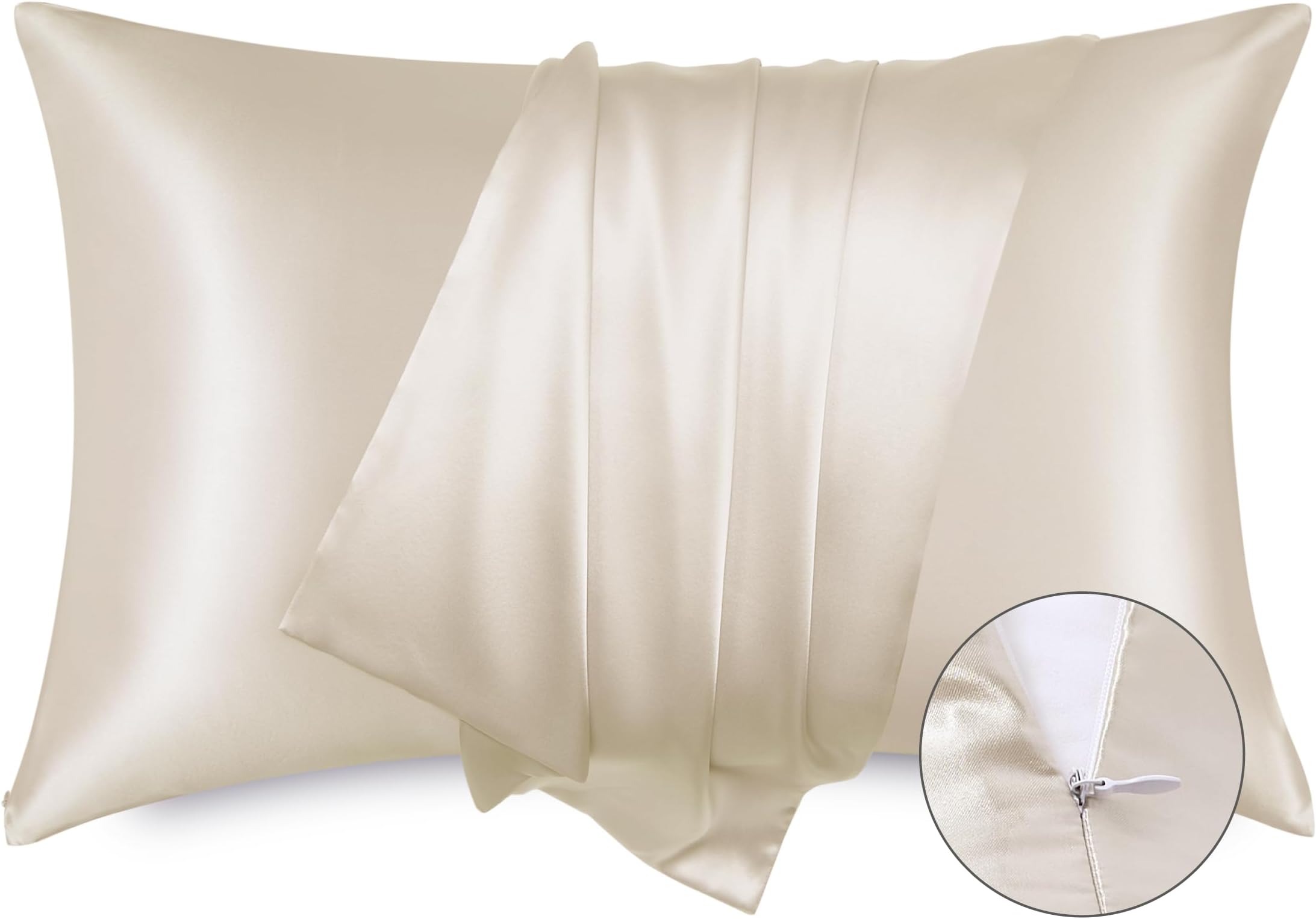 Amazon.com: Satin Silk Pillowcases for Hair and Skin 2 Pack Standard ...