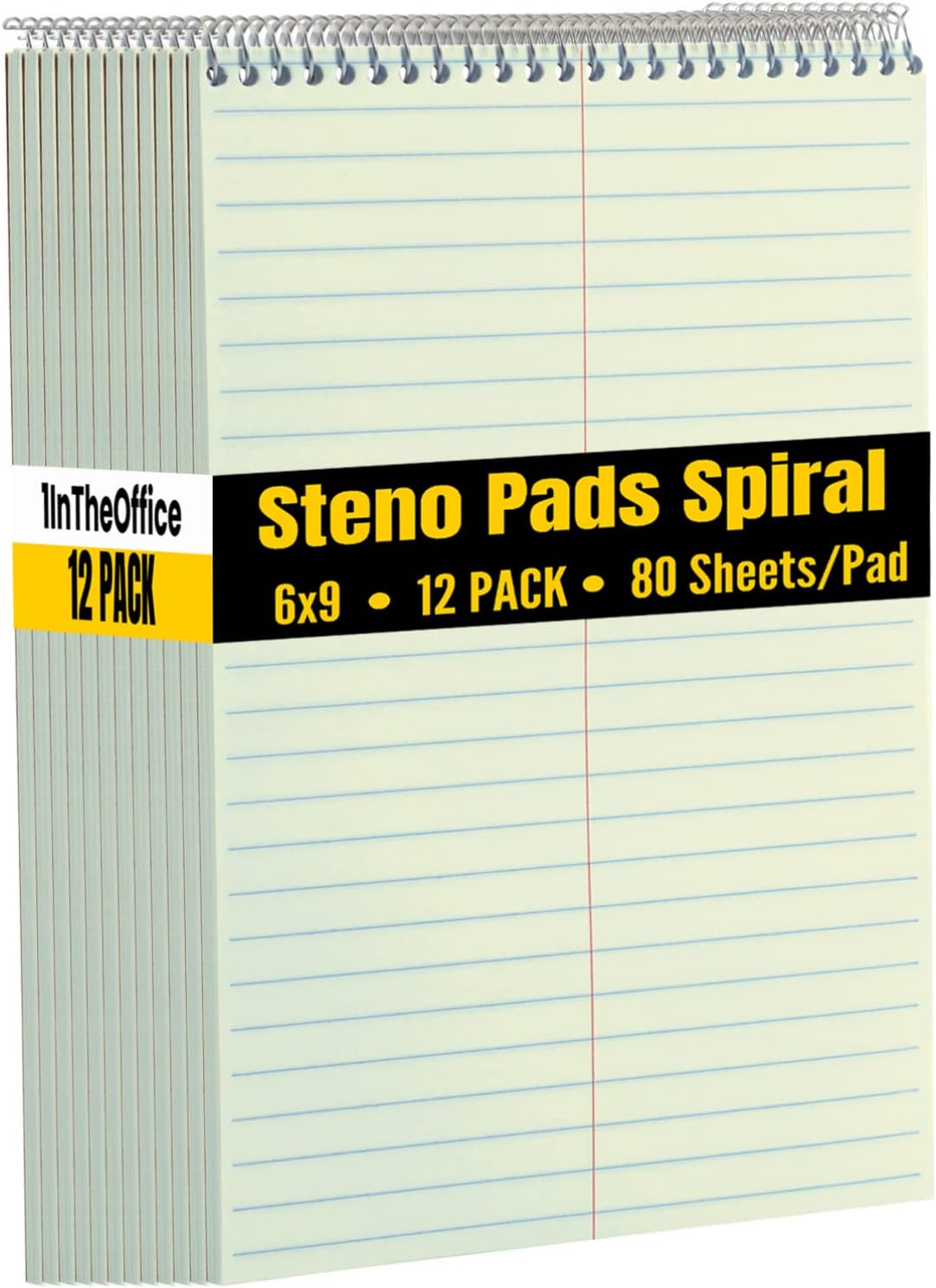 Amazon.com : 1InTheOffice Steno Pads Spiral 6x9, Spiral Note Pad ...