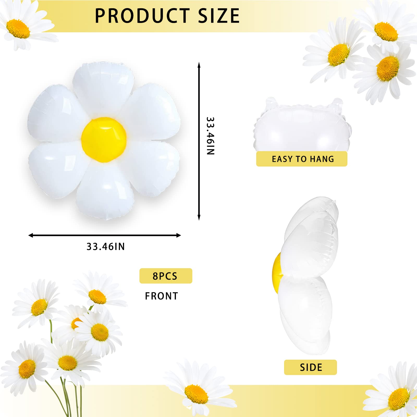 Snapklik.com : 8 Pcs Daisy Balloons, Daisy Party Decorations, 43 Inch ...