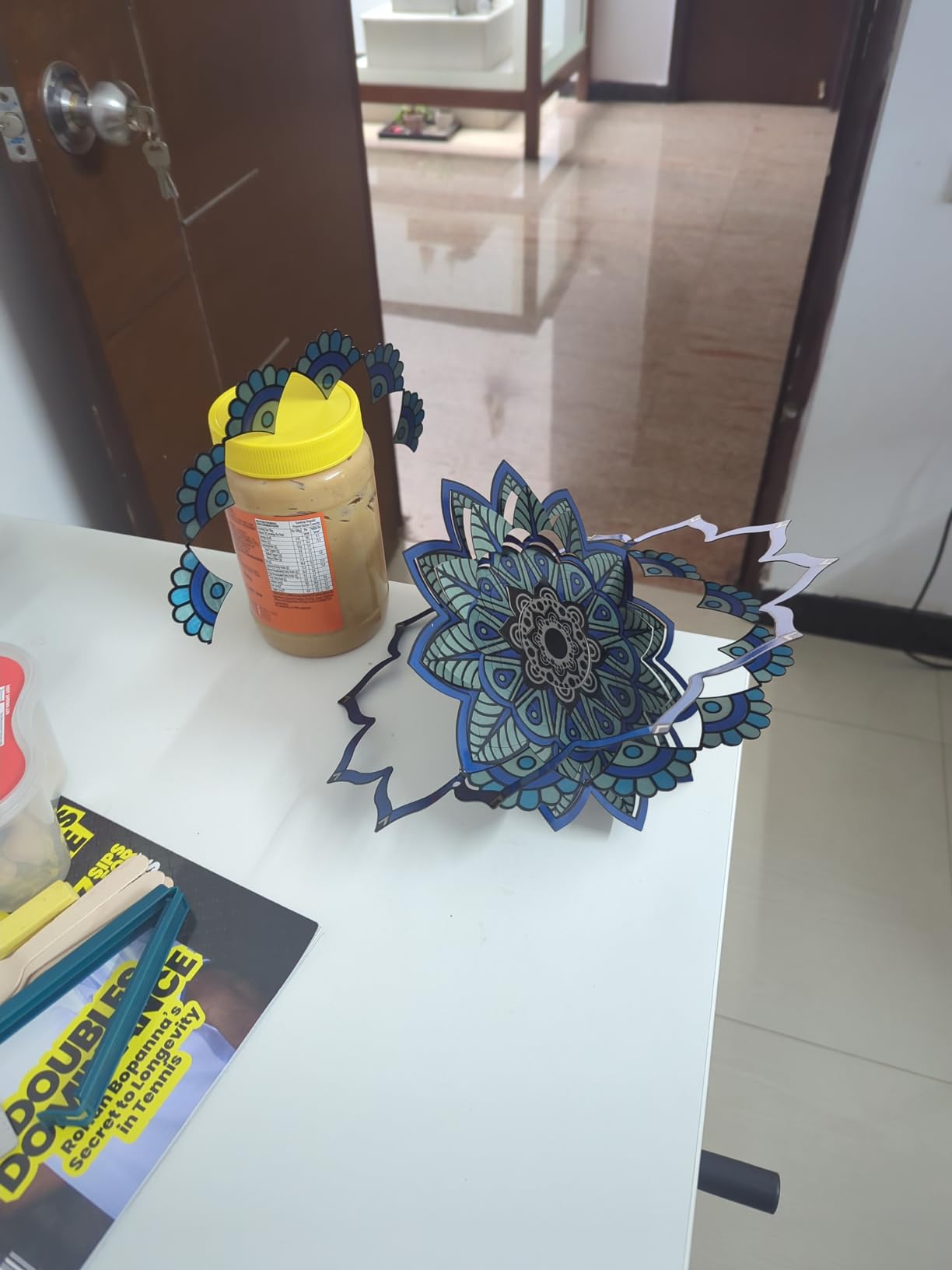 Royalkart Wind Spinner Mandala Rich Blue 12inch 3D Stainless Steel ...