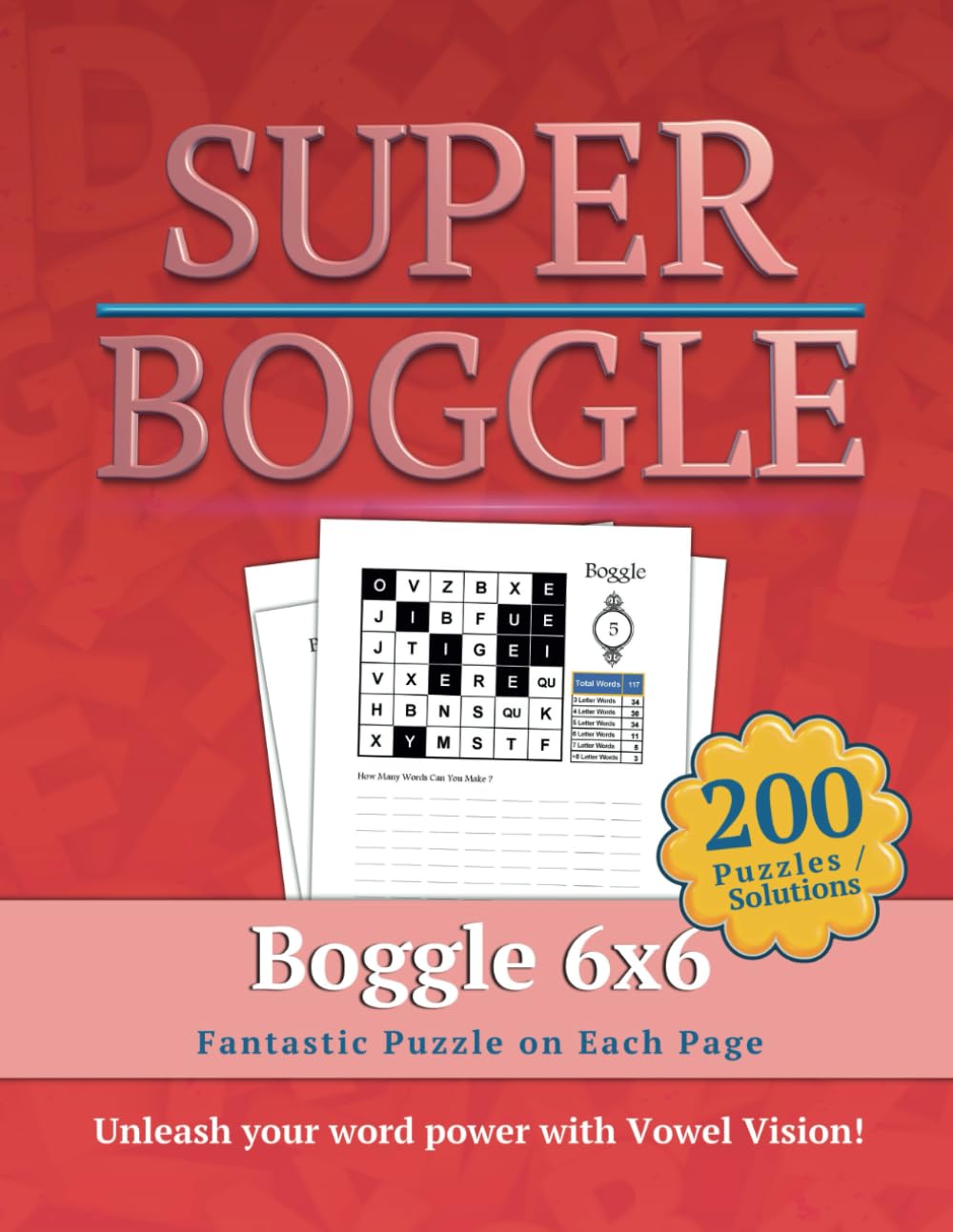 Super Boggle 6x6: 200 Fantastic puzzle on each page, Puzzles and ...