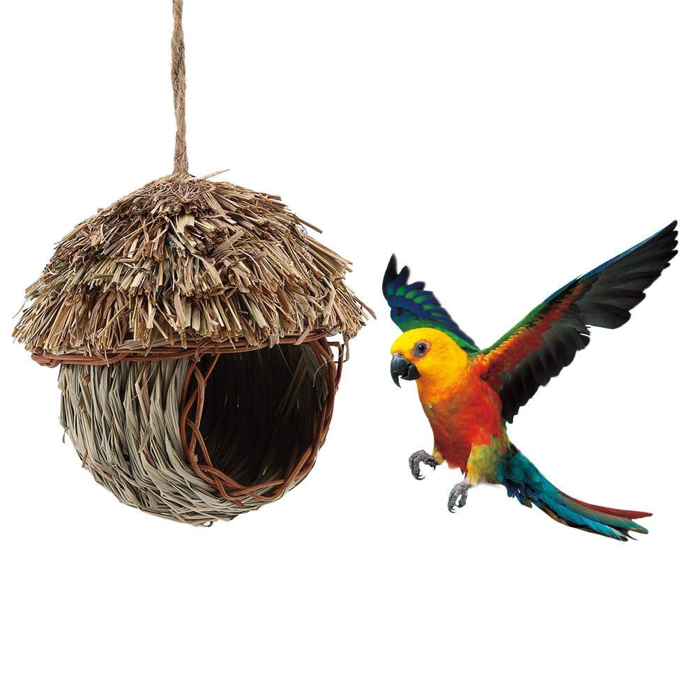 Bird Nest Handmade Woven Straw Bird Cage Parrot Nesting Hanging ...