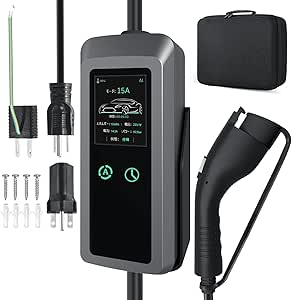 Amazon | joy all「2025新上場 EV充電器」 110V-240V SAE J1772 電気自動車充電ケーブル 8A/10A/13A/15A 4電流モード切り替え可能電気自動車 ...