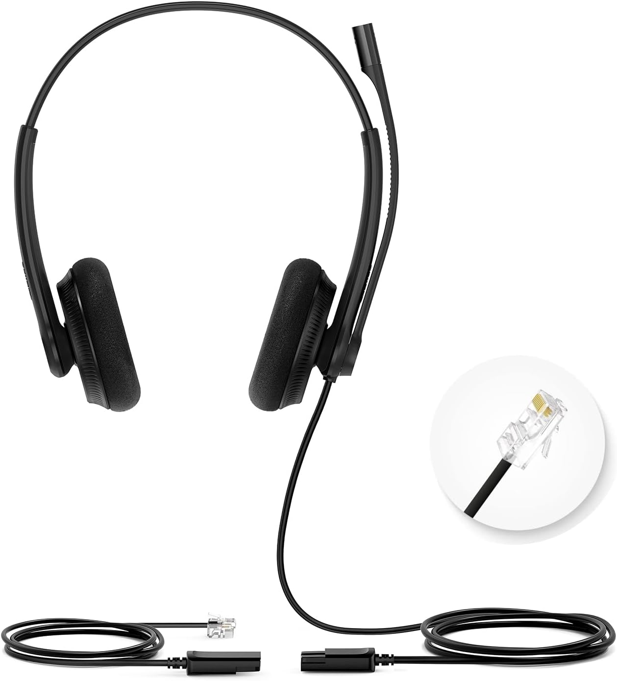 Amazon.com: Phone Headset Noise Cancelling Mic RJ9 U10P Bottom Cable ...