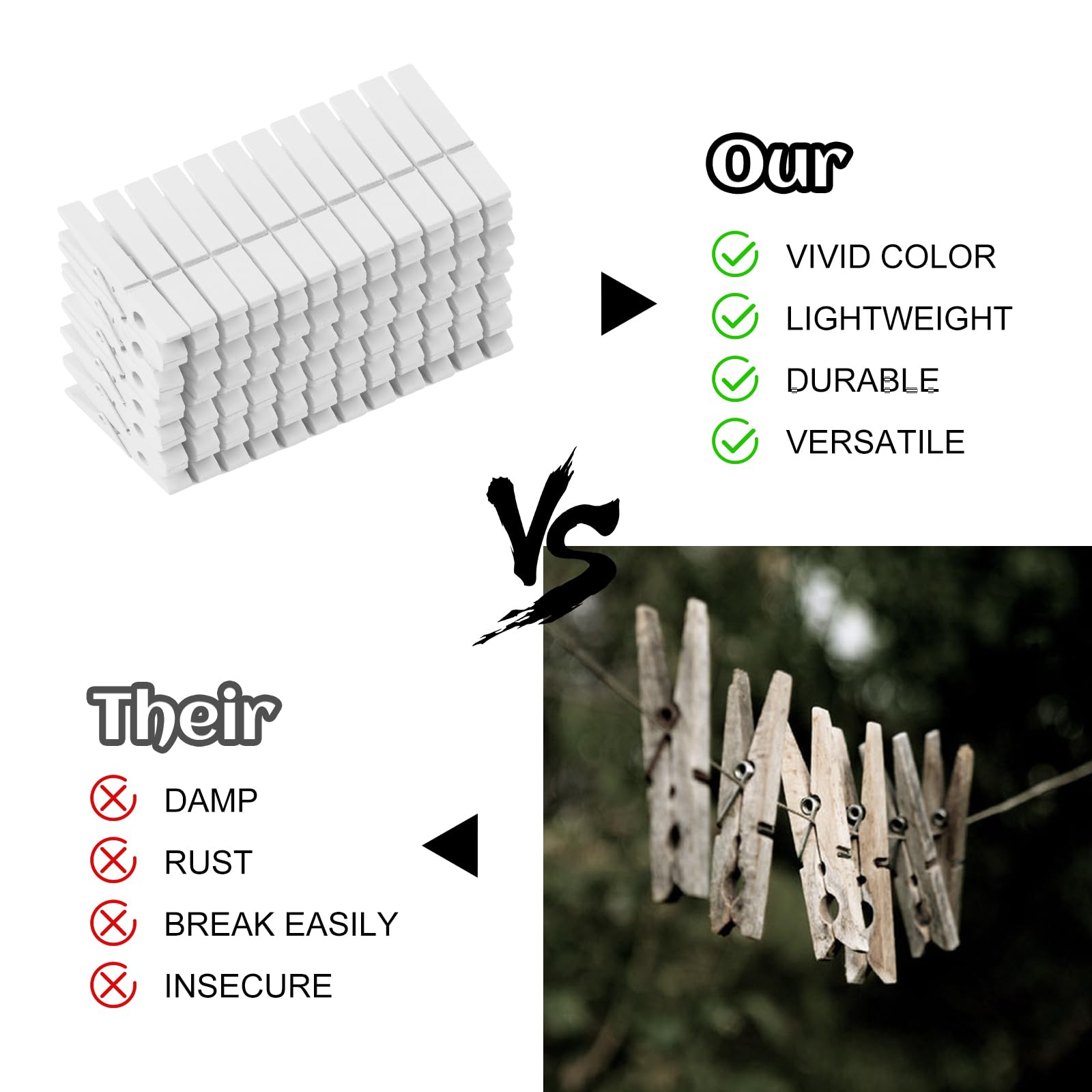 Snapklik.com : Phinus 72 Pcs Colorful Wooden Clothes Pins, 2.9 Inch ...