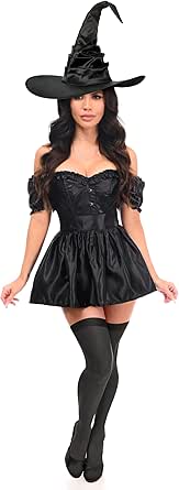 Amazon.com: Daisy corsets Womens Top Drawer 3 Pc Black Witch Corset ...