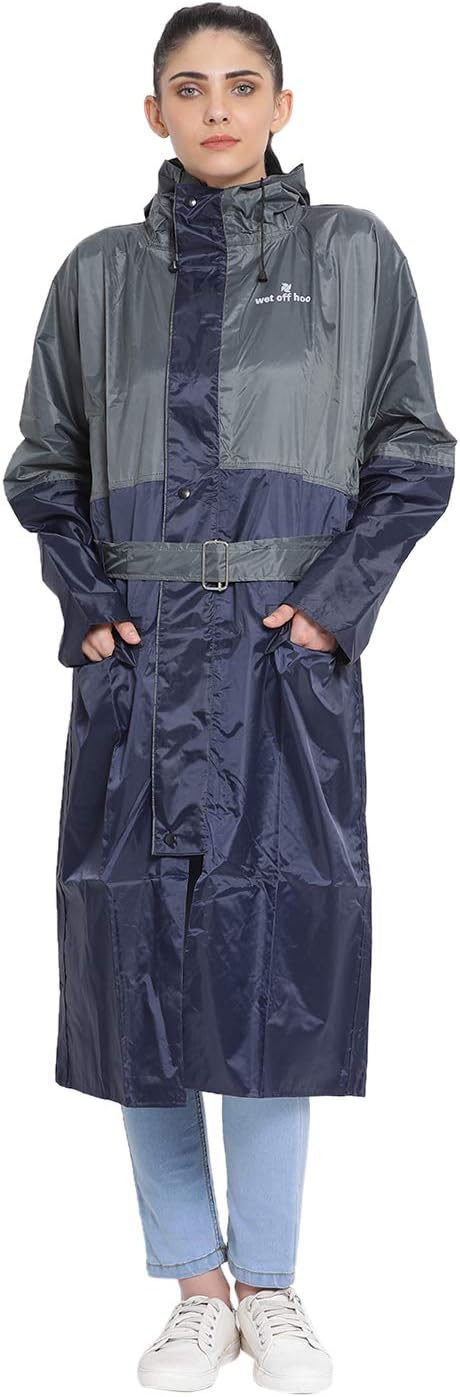 Wet Off Hood Women's Polyester Waterproof Rain Coat (Blue, X-large ...