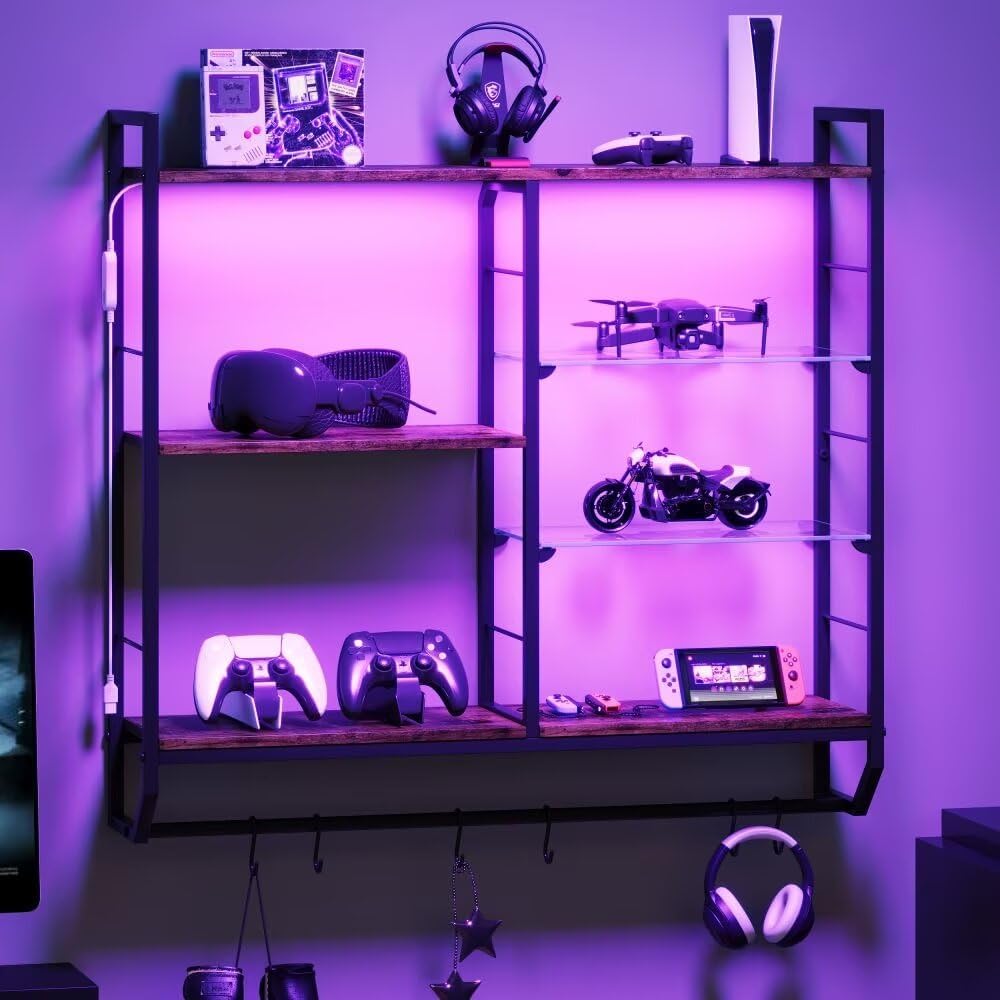 Amazon.com: EYCOAL Gaming Floating Shelves, Wall Mounted Wooden Decor ...