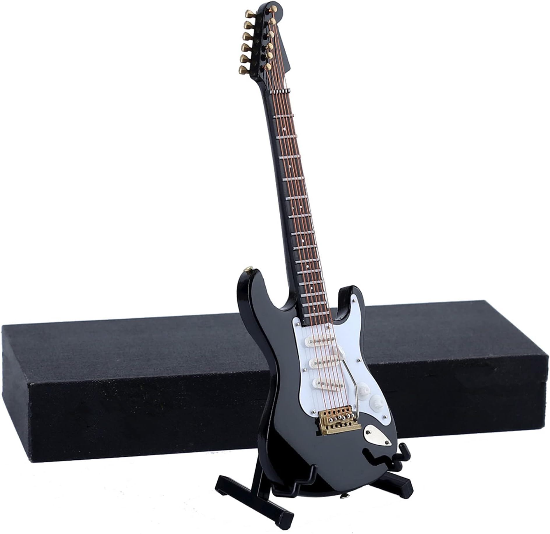 Amazon.com: Dselvgvu Wooden Miniature Electric Guitar with Stand and ...
