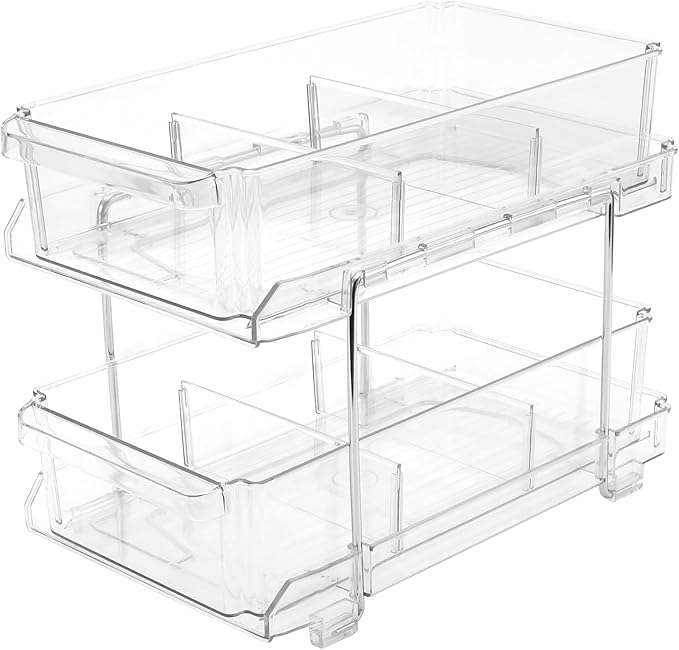 MOUYAT 2 Tier Pull Out Cabinet Organiser, Under Sink Storage, Bathroom ...