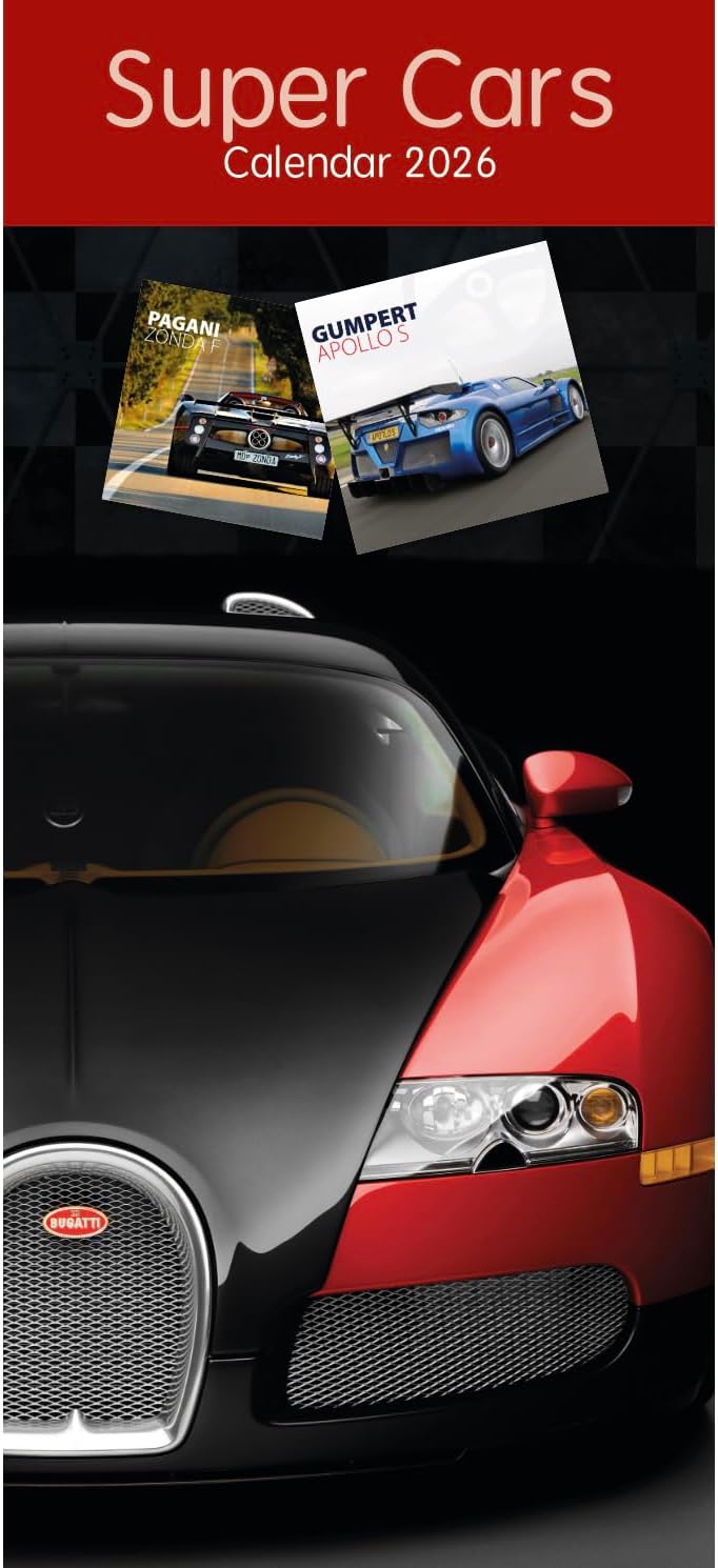 2026 Super Cars Slim Wall Calendar – Month-to-View Supercar & Sports ...