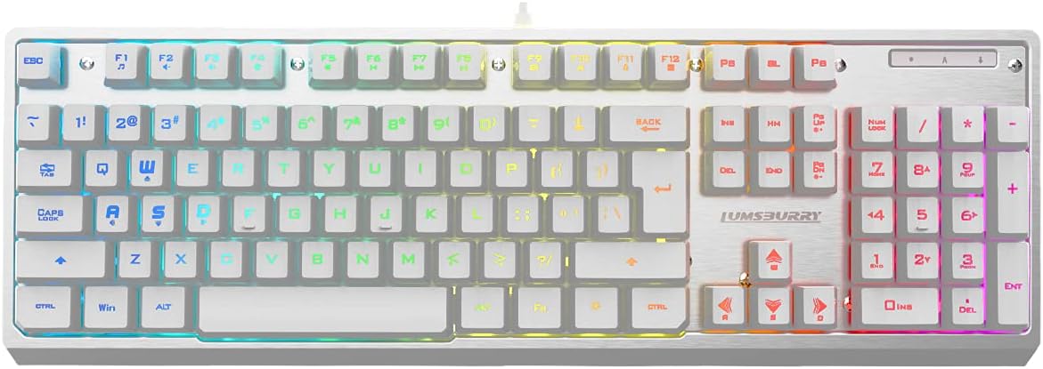 Amazon.com: RisoPhy Gaming Keyboard, 104 Keys All-Metal Panel, Rainbow ...
