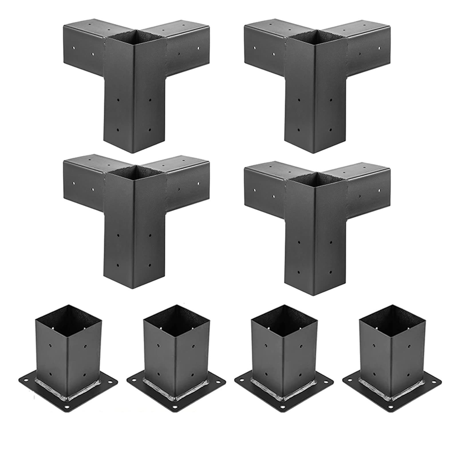 Buy 3 Way Corner Bracket 4x4 pergola Bracket kit Outdoor Hardware Black ...
