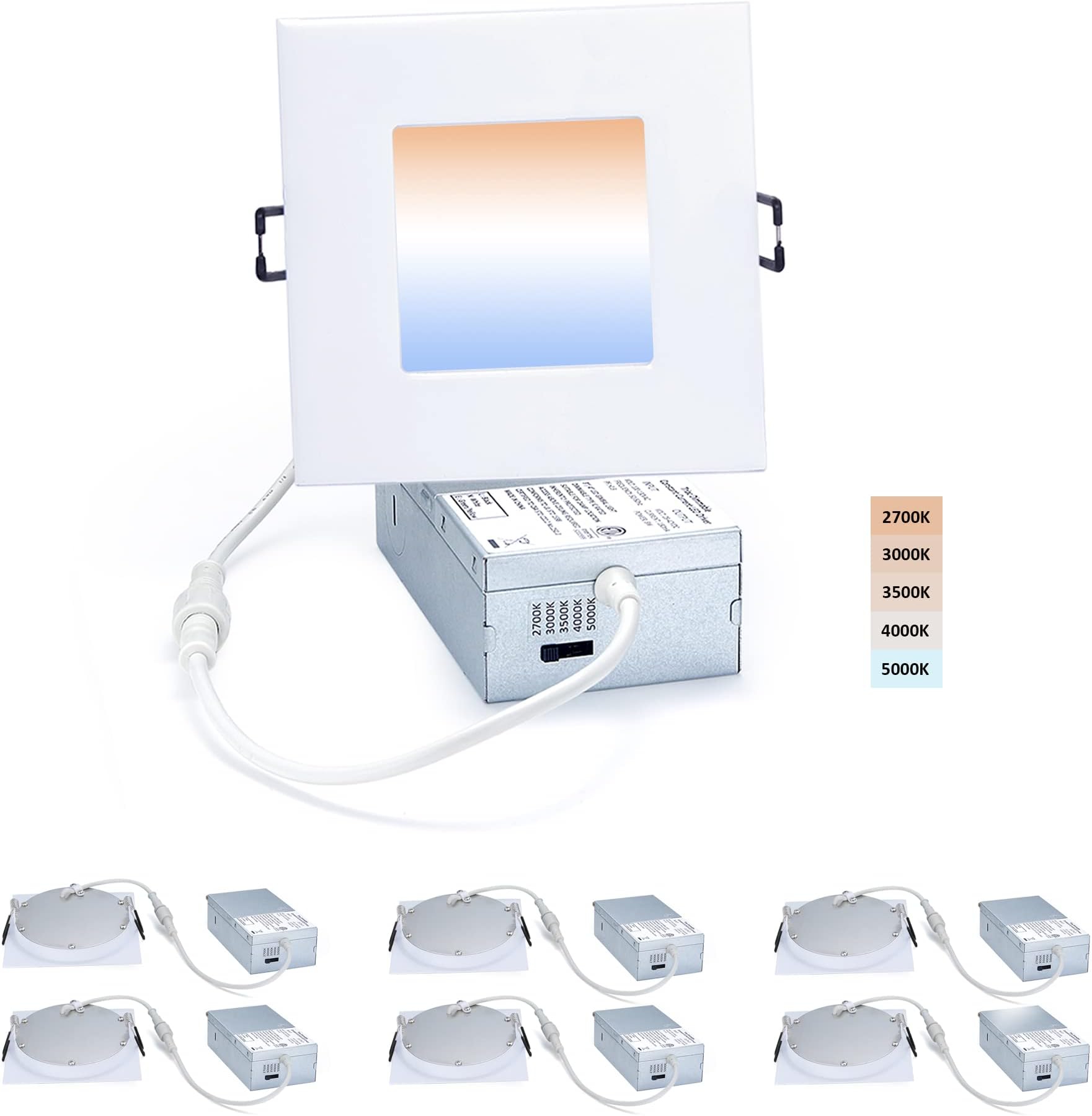 12 Pack Recessed Lighting 6 Inch LED Can Lights with Junction Box ...
