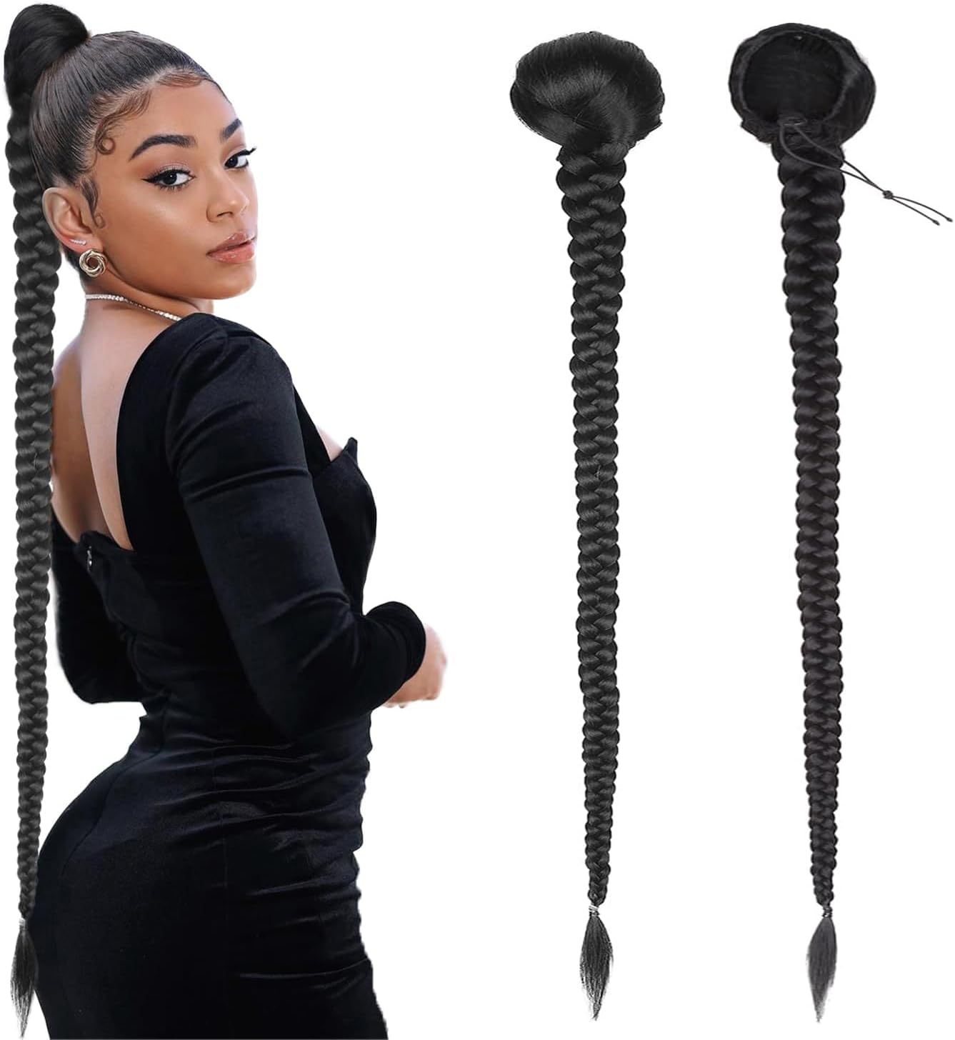 Amazon.com : WIGER Long Braided Ponytail For Black Women 34 Inch ...