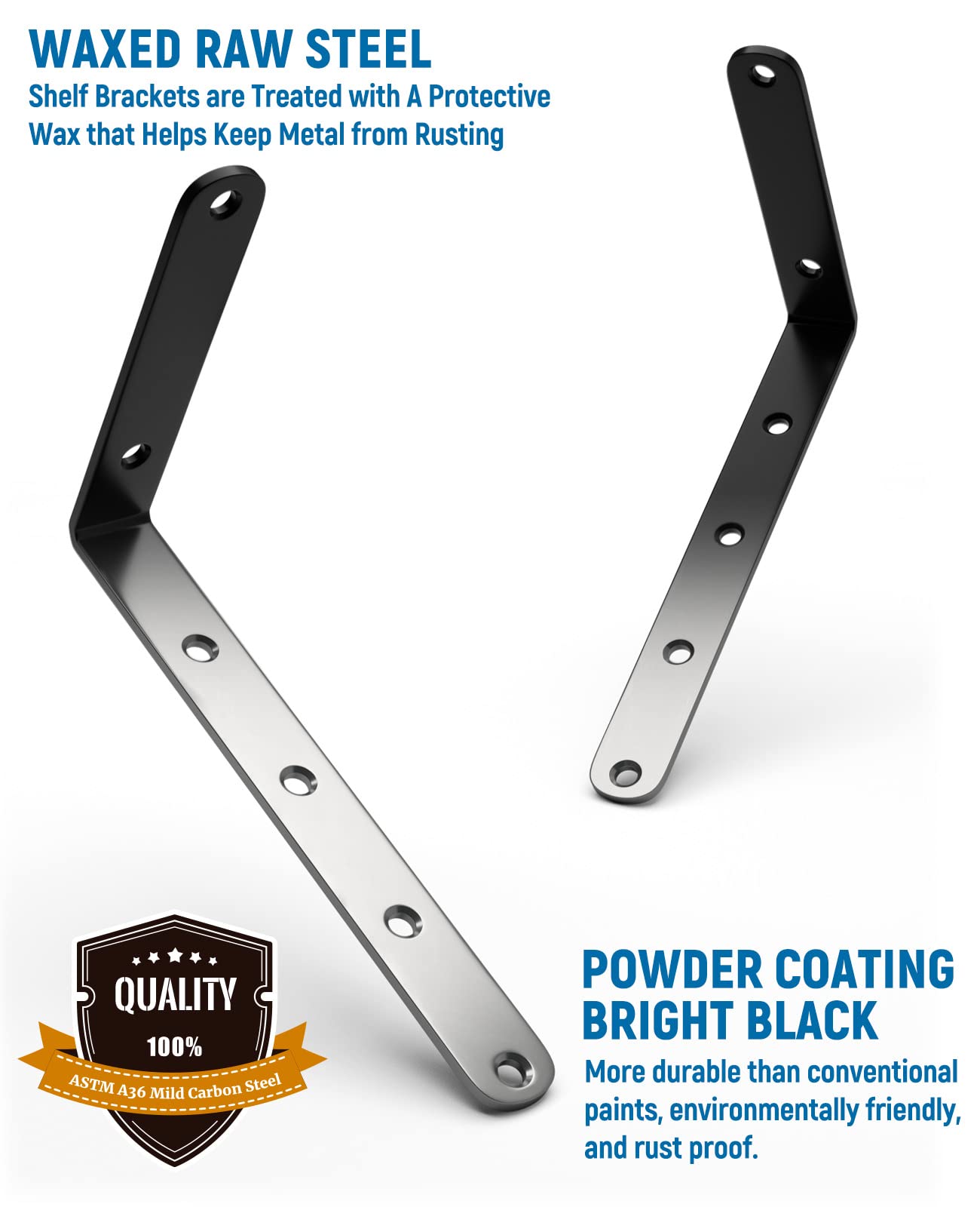 Snapklik.com : 12 Pack Corner Brace, 5 X 3 Inch Black Shelf Bracket, Heavy Duty Steel L Corner ...