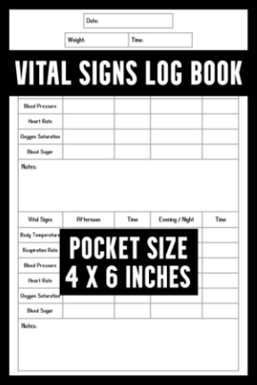 Vital Signs Log Book: Pocket Size Vital Signs Log Book Small 4 x 6 ...
