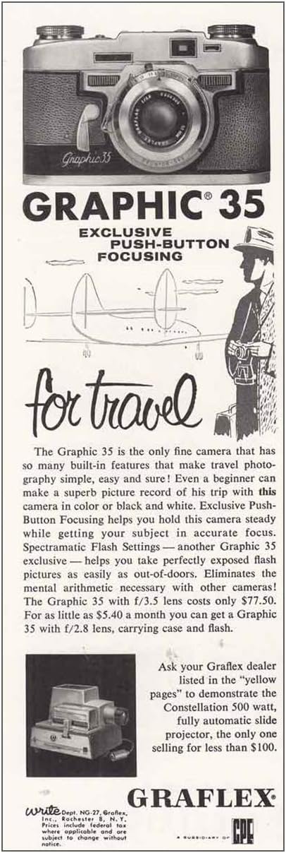 Amazon.com: RelicPaper 1957 Graflex Graphic 35 Camera: Push-Button ...