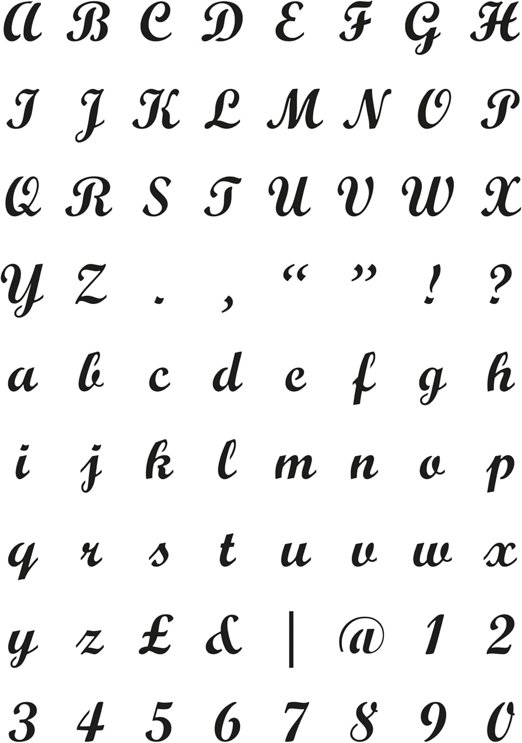 Alphabet - Bold Script - Reusable Stencil (Non Adhesive) : Amazon.co.uk ...