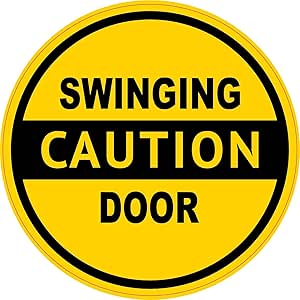 Amazon.com: StickerTalk Caution Swinging Door Sticker, 5 inches by 5 ...
