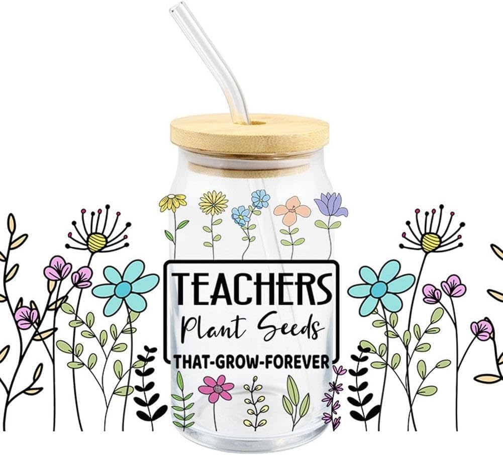 Amazon.com: Colorful Cup Wrap Transfer Sticker for Glass,Teachers' Day ...