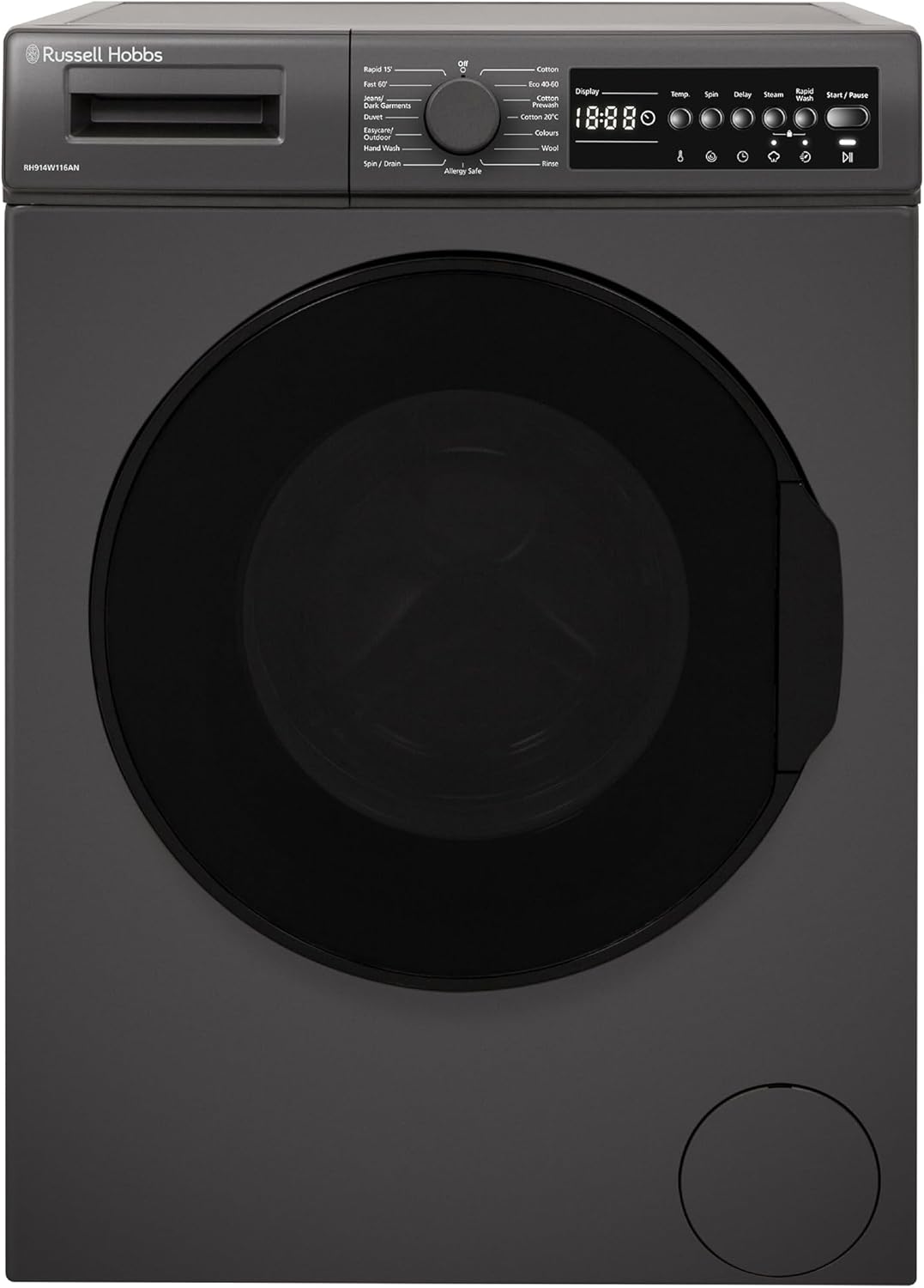 Russell Hobbs Freestanding Washing Machine, 9kg Capacity, 1400 rpm, 15 ...