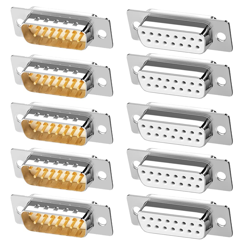 Amazon.com: Jienk 10PCS DB15 RS232 Serial D-SUB Solder Cup Connectors ...