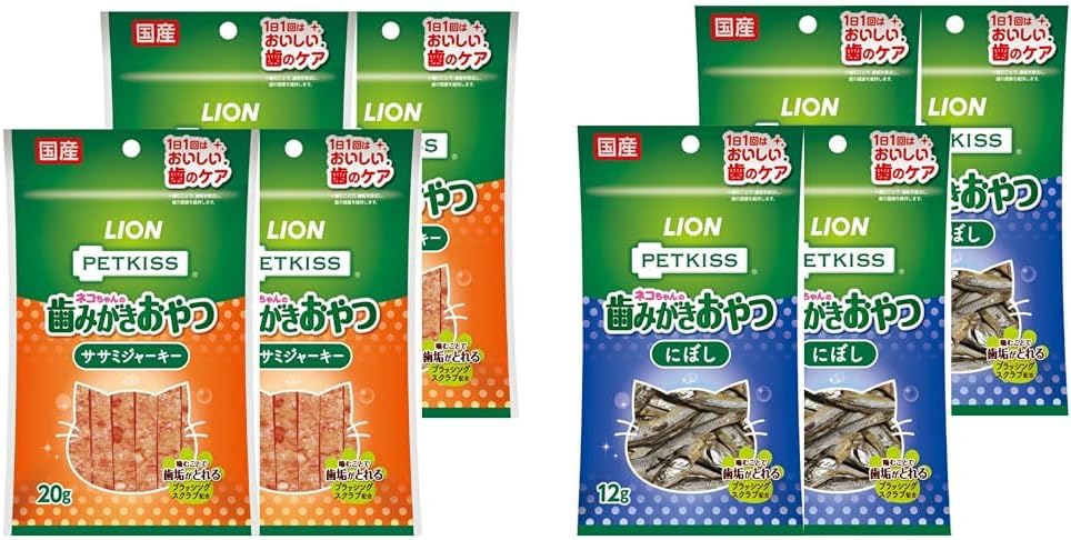 Amazon.co.jp: 【セット買い】ライオン (LION) ペットキッス (PETKISS) ネコちゃんの歯みがきおやつ ササミジャーキー チキン 20g×4個(まとめ買い ...