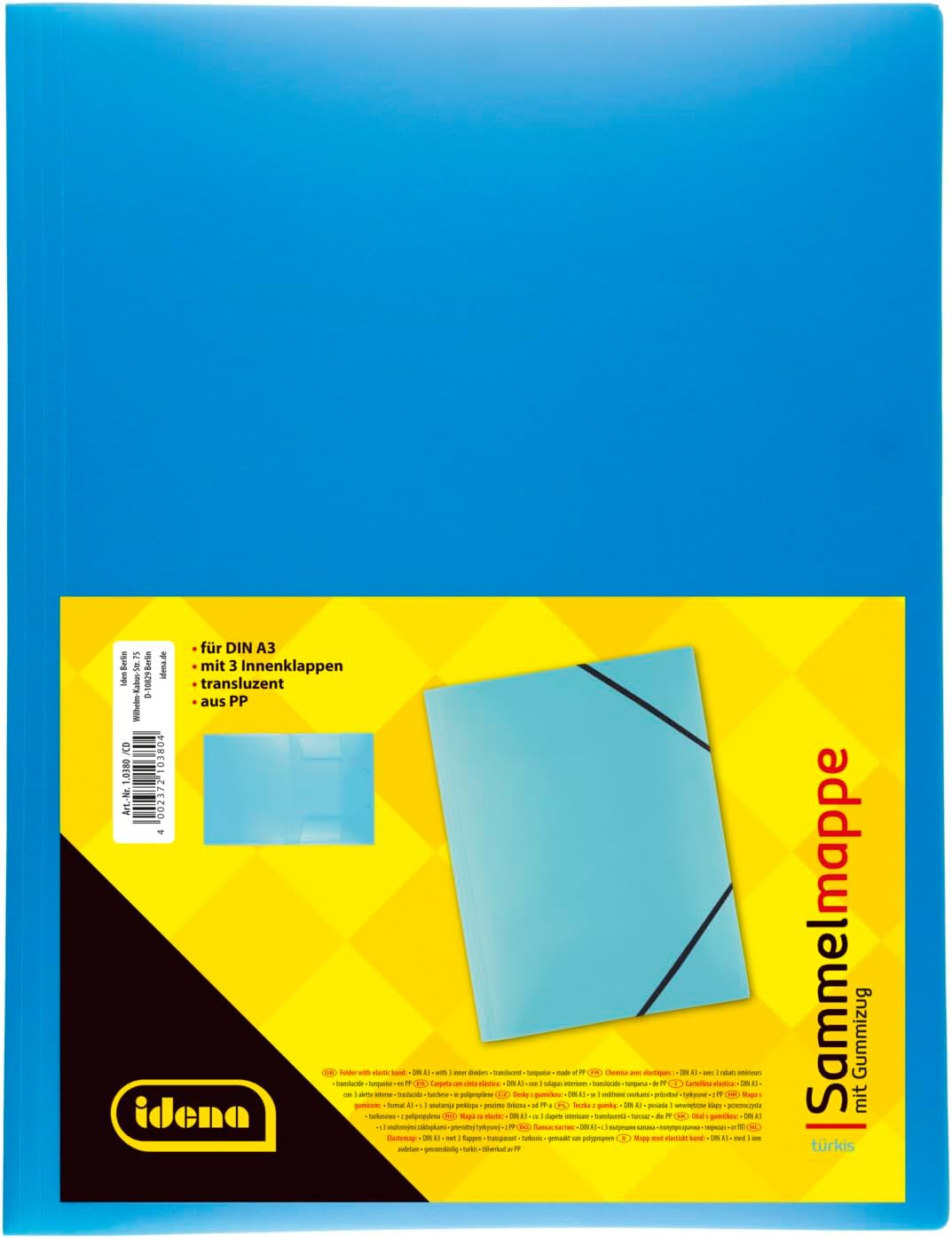 Idena 10373 - Sammelmappe mit Gummizug für DIN A3, aus Polypropylen ...