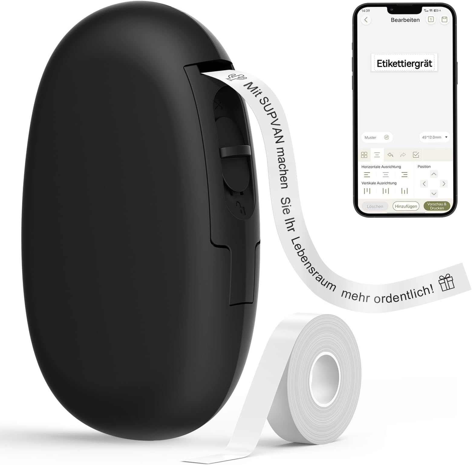 SUPVAN Katasymbol Etikettendrucker, Mini Bluetooth E10 Selbstklebendes ...