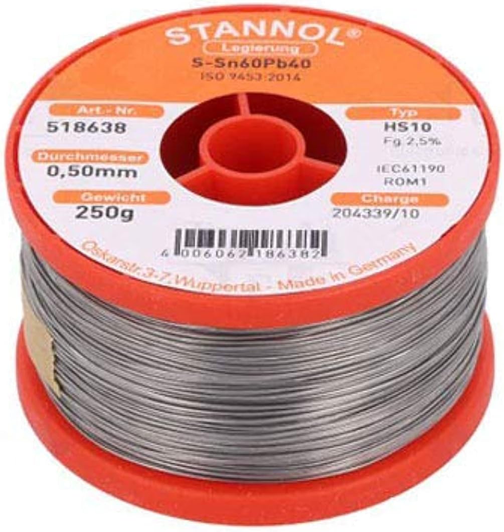 Stannol SN60PB40 HS10 Solder Wire ( 2.5%, 0.5, 250g): Buy Online at ...
