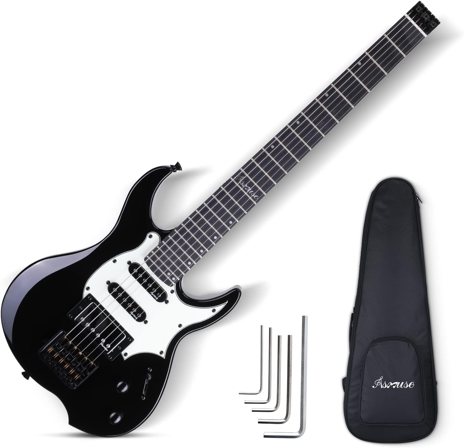 Amazon.com: Bootlegger Guitar Spade Red HH & Travel Guitar Electric ...