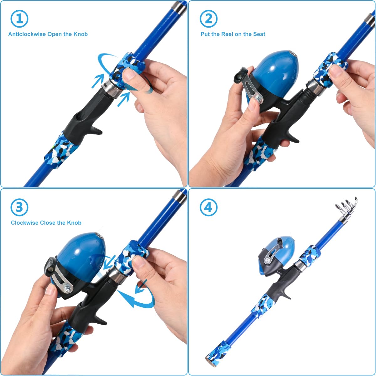 Kids Fishing Pole Set LEOFISHING With Full Starter Kits Portable ...