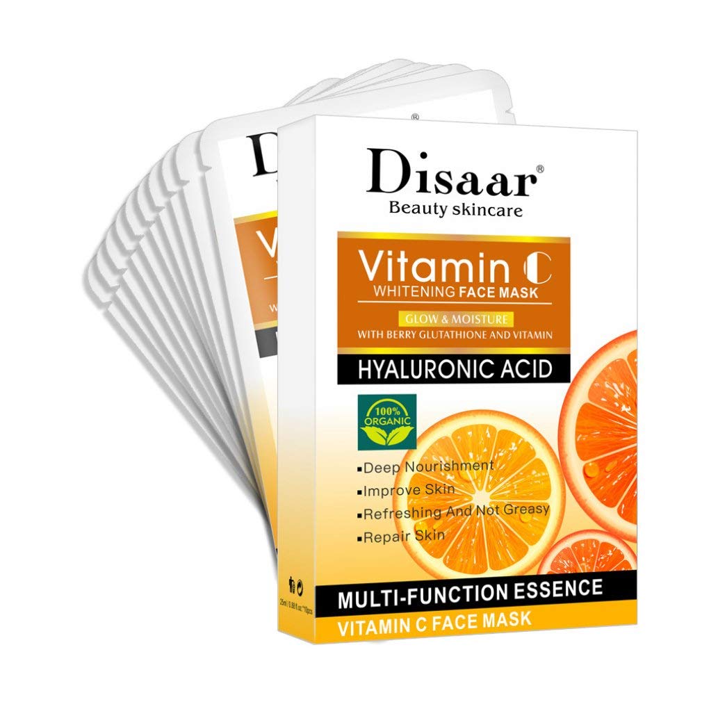 DISAAR Hyaluronic Acid Anti-Aging Face Mask with Vitamin C - 10PCS in ...