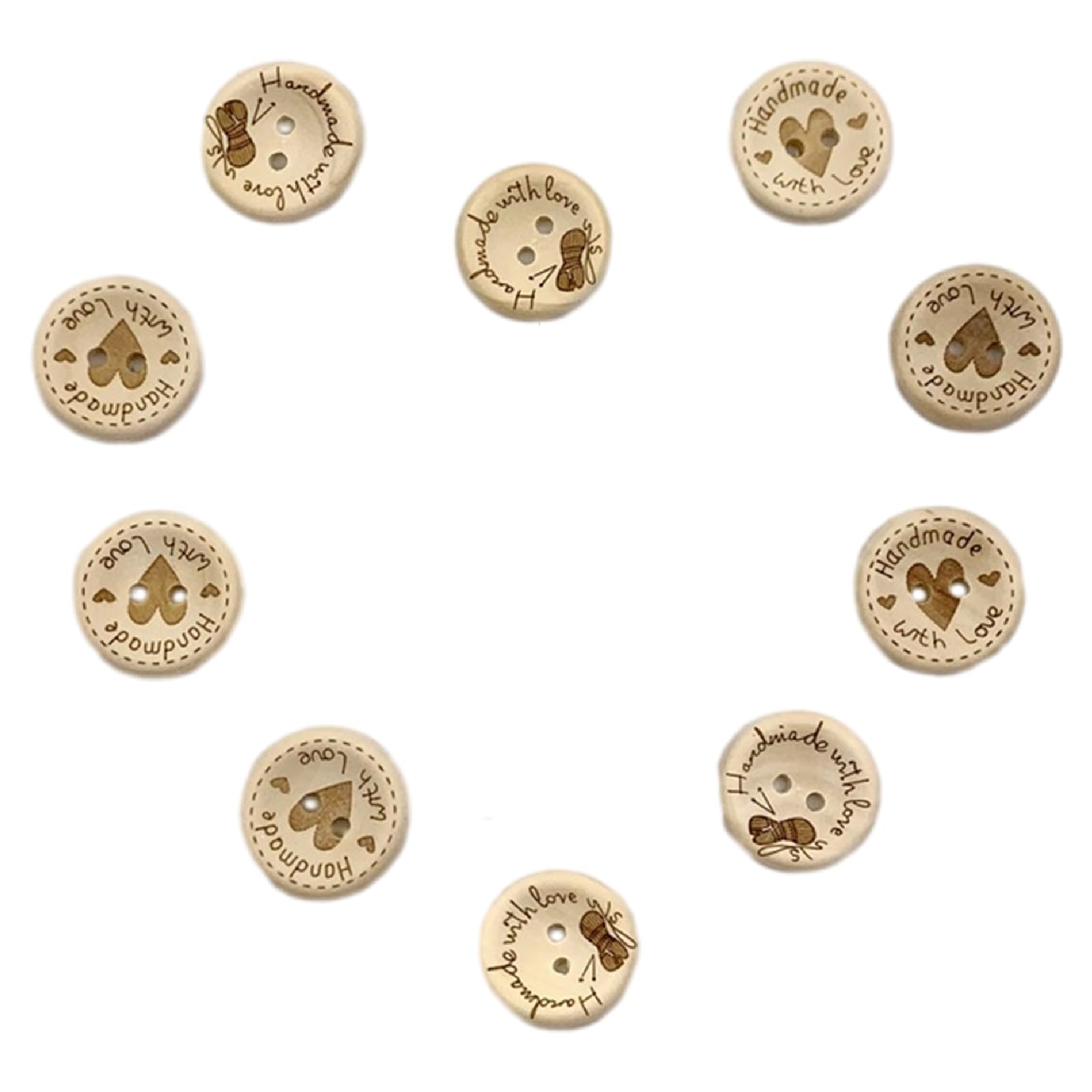 100Pcs Handmade Wooden Button Decorative Button for Sewing Craft ...