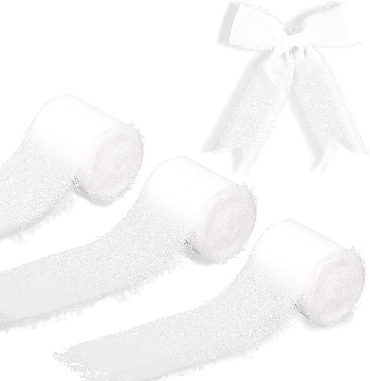 Amazon.com: KINBOM 3 Rolls Chiffon Ribbon Boho Ribbon, Frayed Ribbon 1. ...